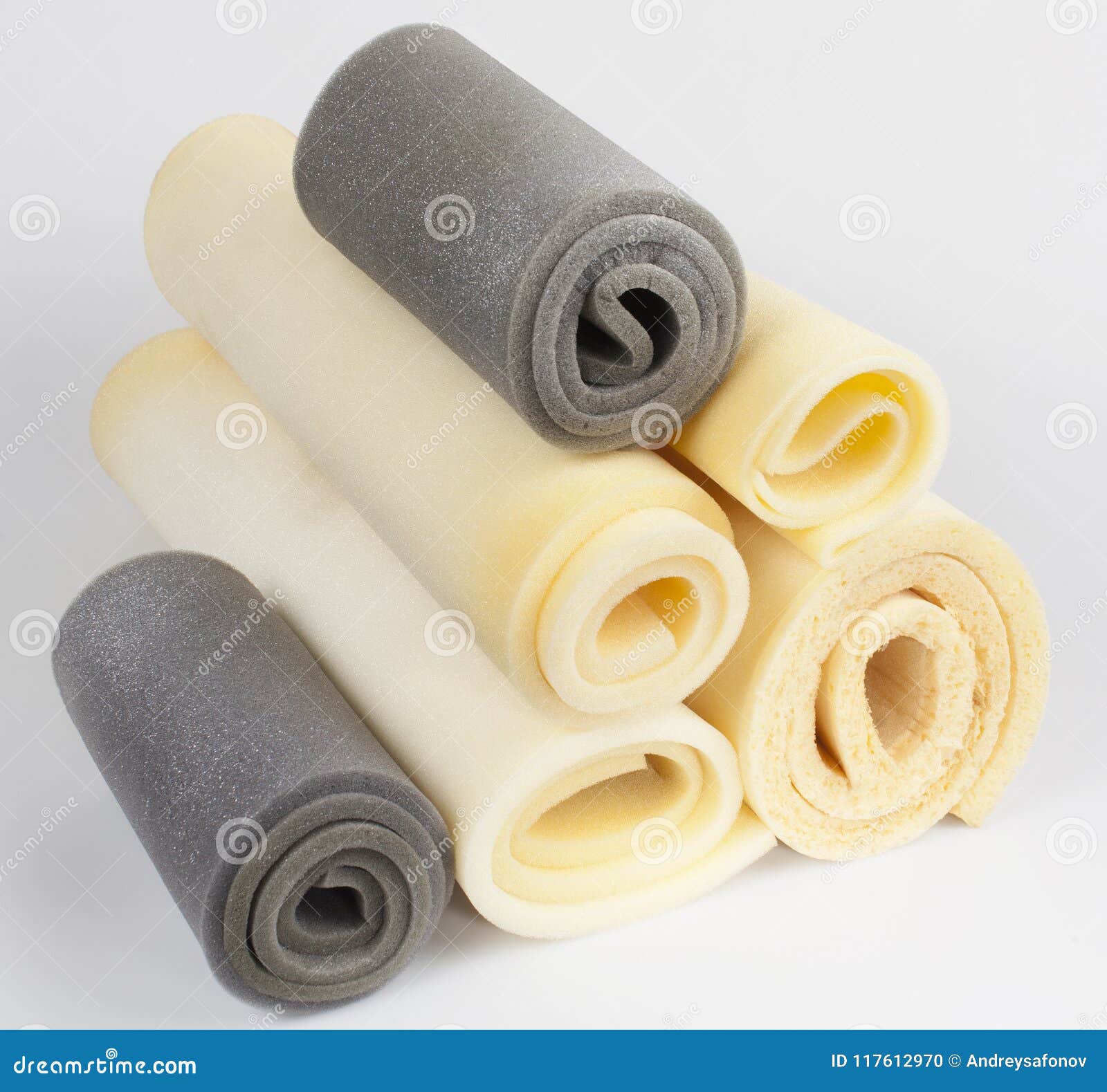 Foam, Samples of Gray and Yellow Color, in Rolls, Composition Stock ...