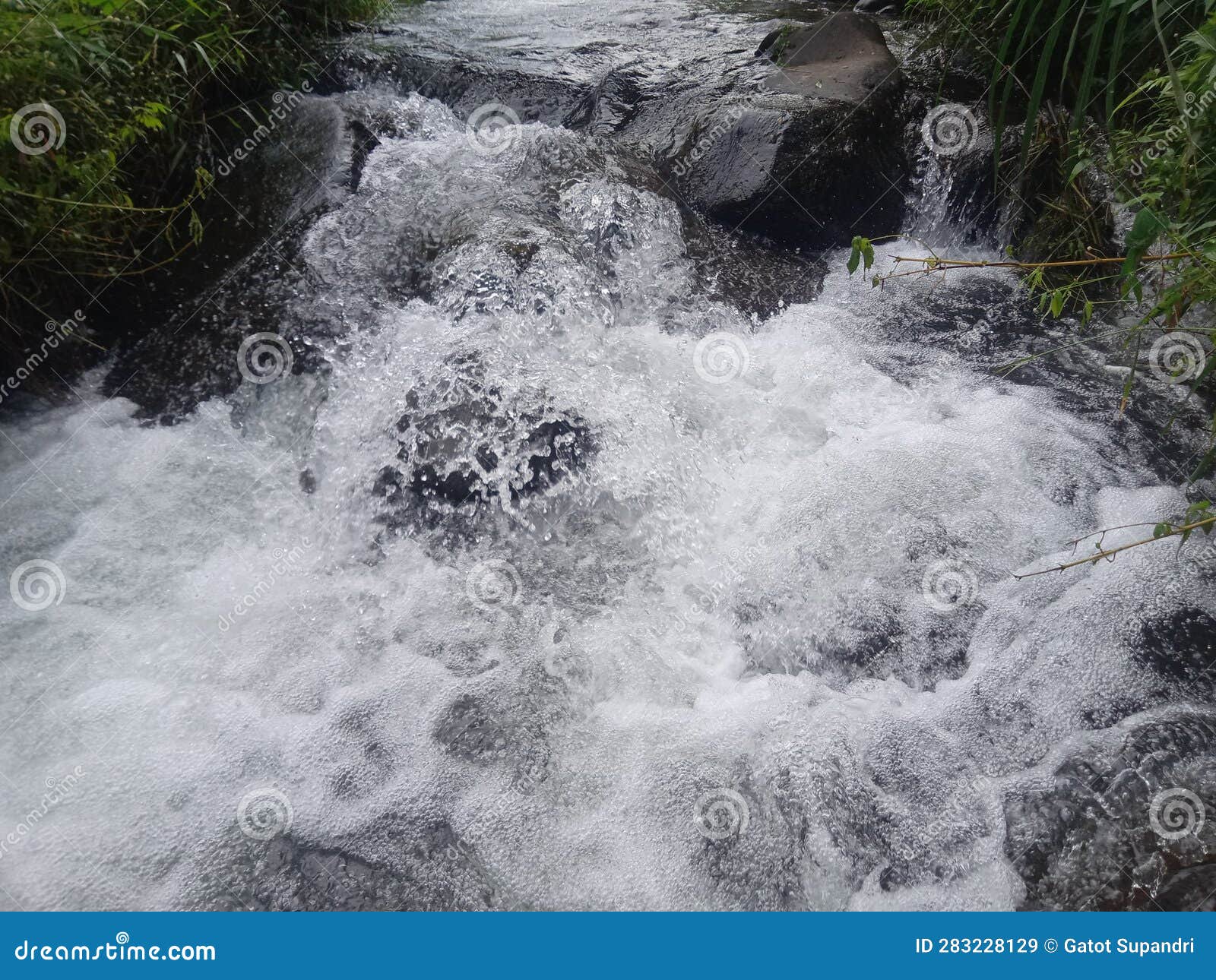 Foaming River Water Flow Down Splash Drop of Water Stock Image - Image ...