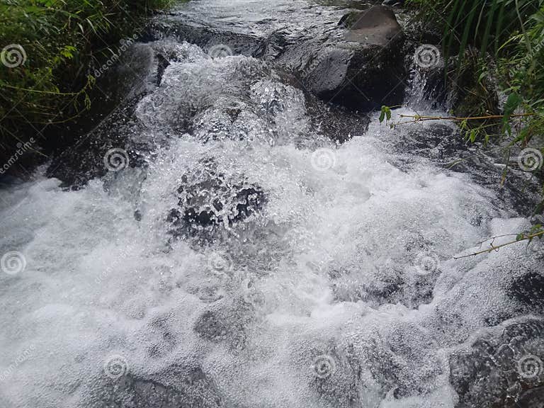 Foaming River Water Flow Down Splash Drop of Water Stock Image - Image ...