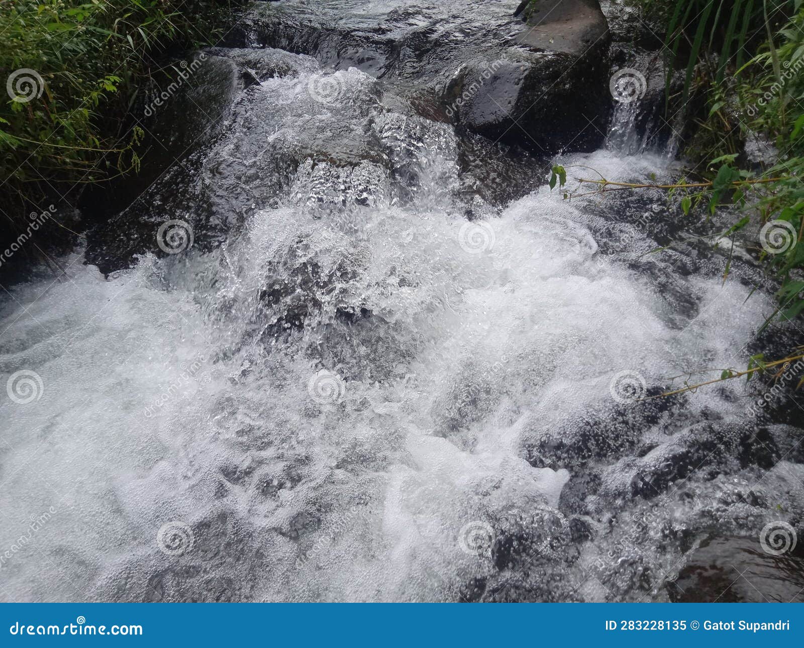 Foaming River Water Flow Down Splash Drop of Water Stock Image - Image ...