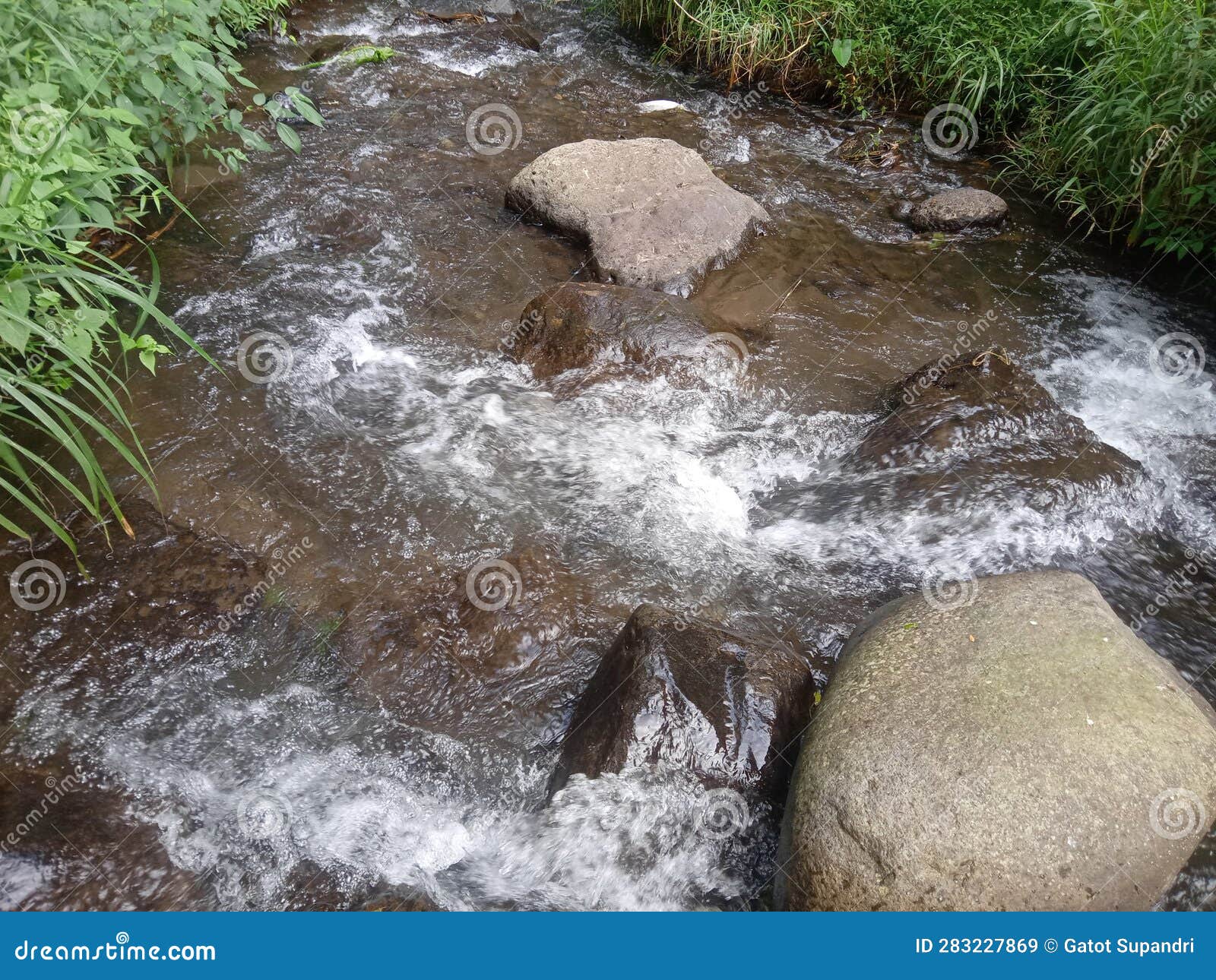 Foaming River Water Flow Down Splash Drop of Water Stock Image - Image ...