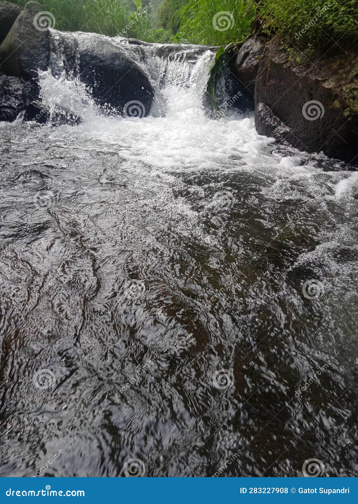 Foaming River Water Flow Down Splash Drop of Water Stock Photo - Image ...