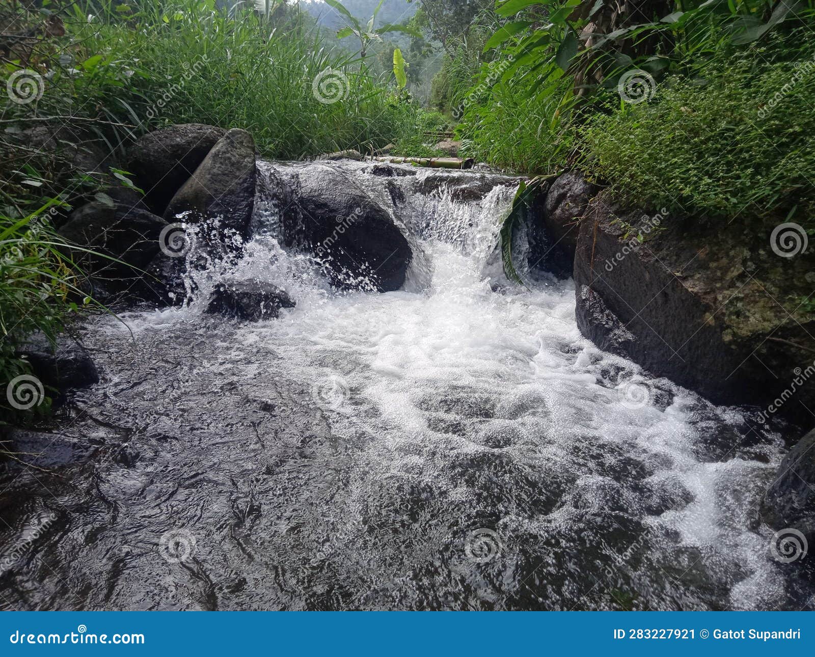 Foaming River Water Flow Down Splash Drop of Water Stock Image - Image ...