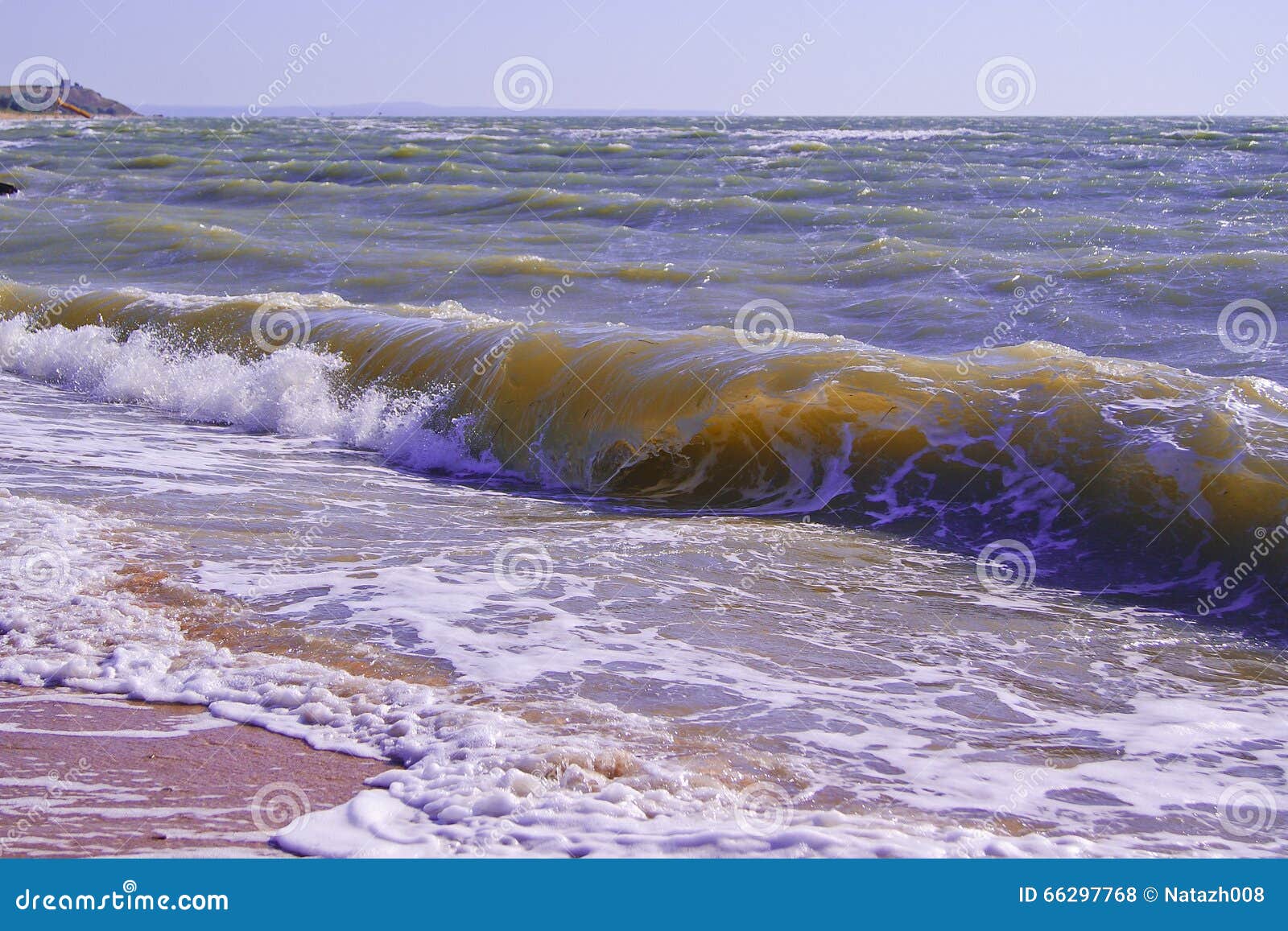 Foaming sea waves stock photo. Image of sand, water, foam - 66297768