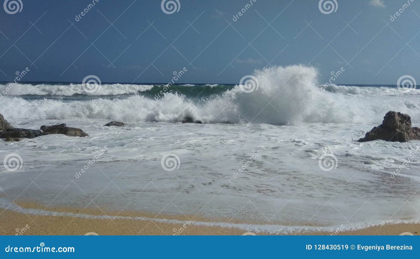 Foaming waves of the sea stock image. Image of coastline - 128430519