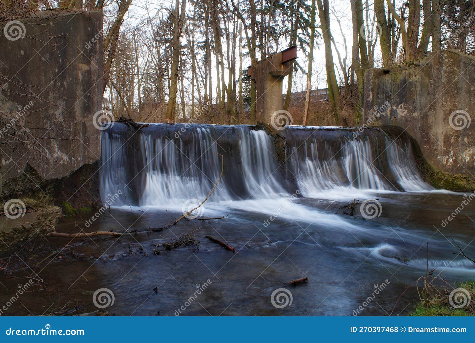 Water Threshold on a Small River Stock Photo - Image of rushing ...