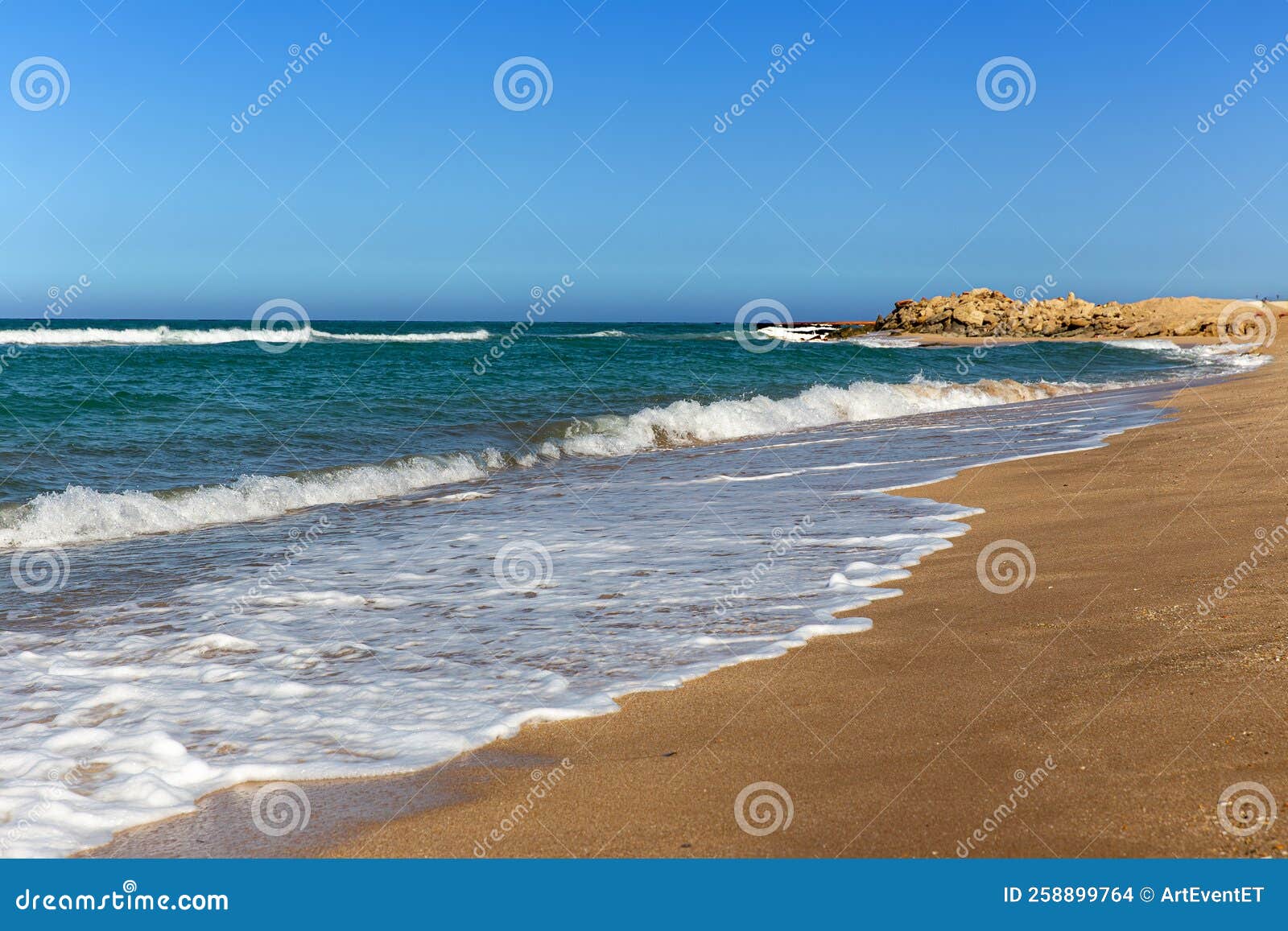 Foamy Surf on Sandy Tropical Beach Stock Photo - Image of scene, summer ...