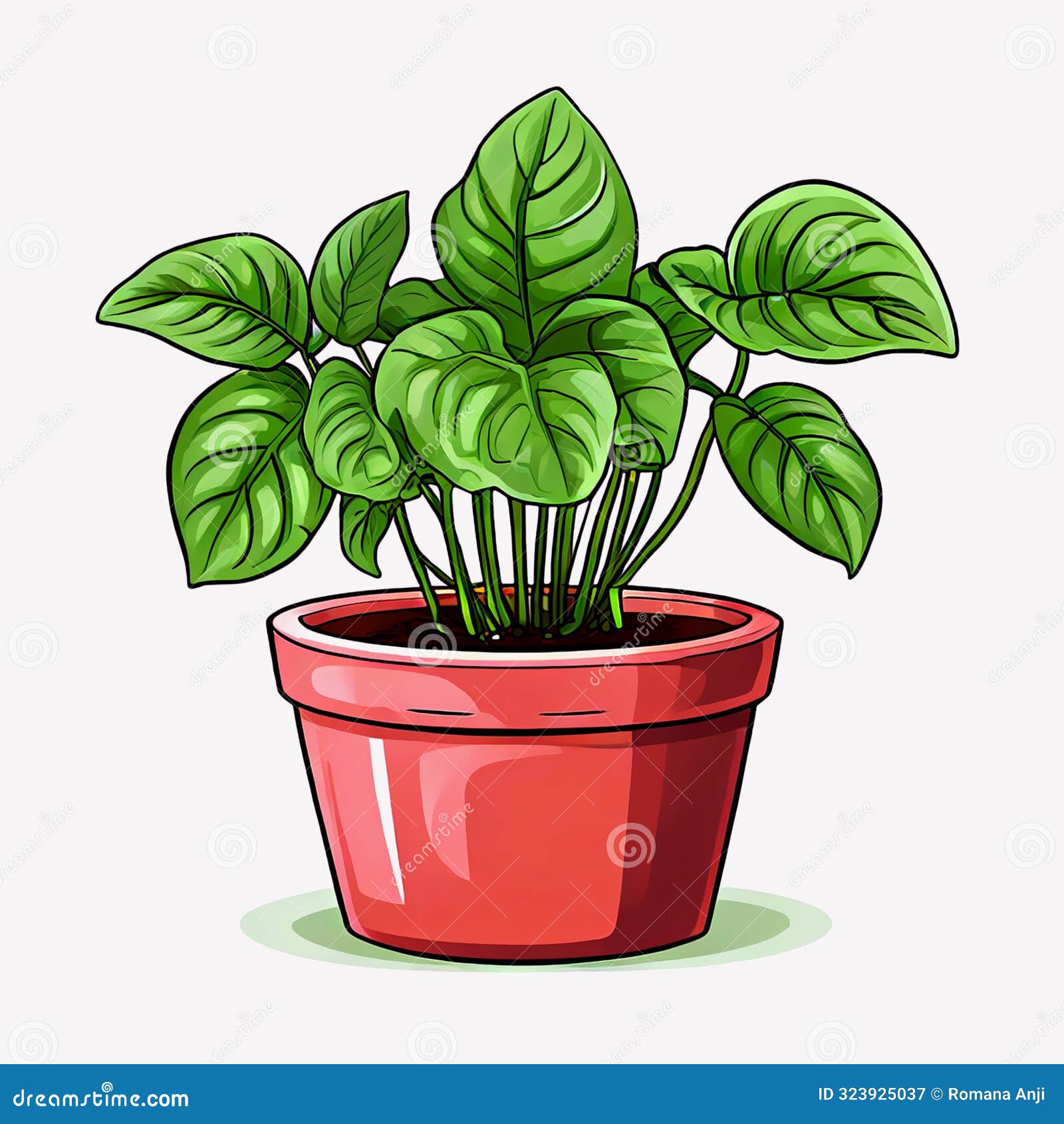 Fockea Plant In Pot Iconic Vector Drawing With Plan Background Plant In ...