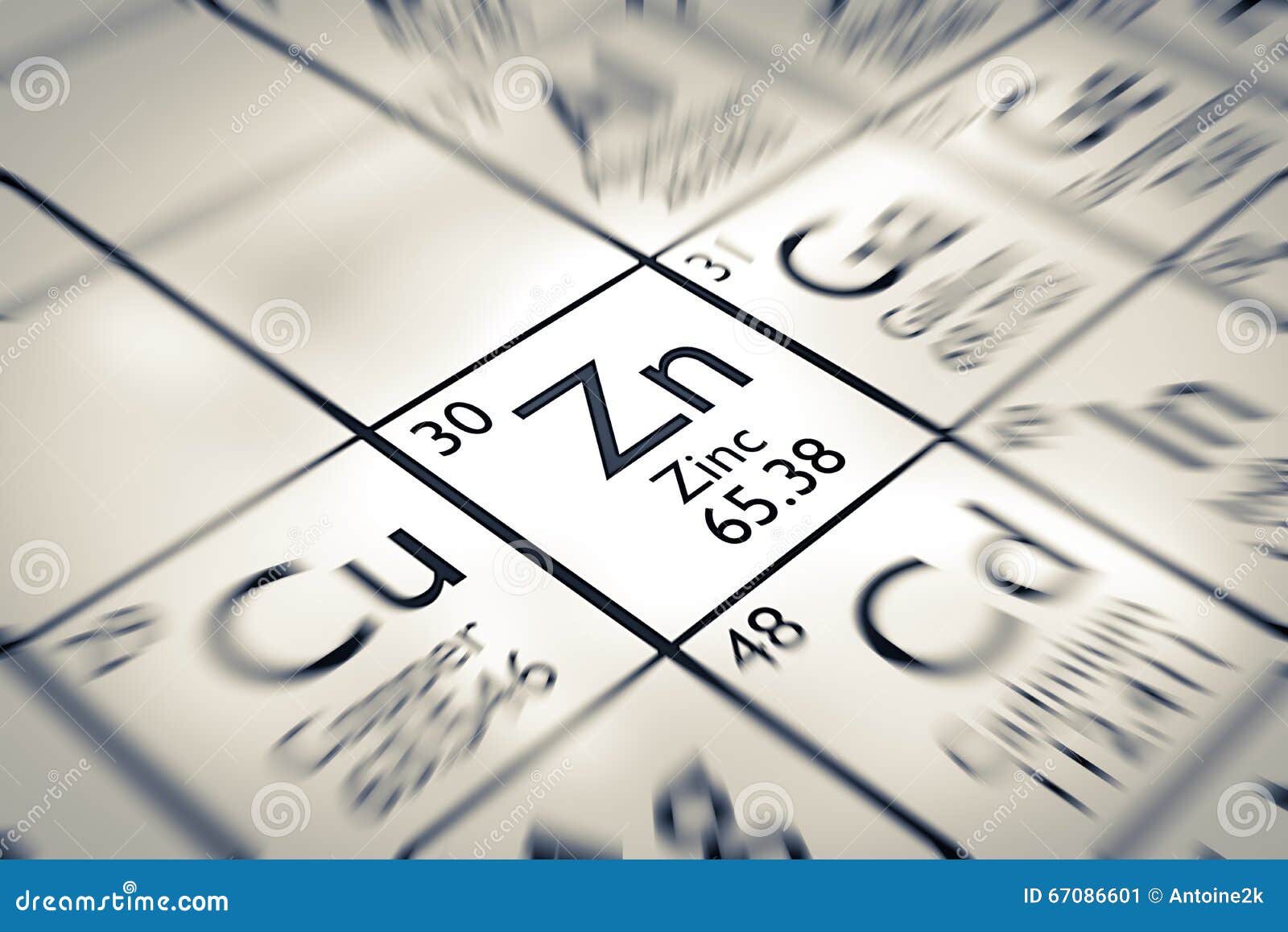 Foco En El Elemento Químico Del Cinc Imagen de archivo - Imagen de ...