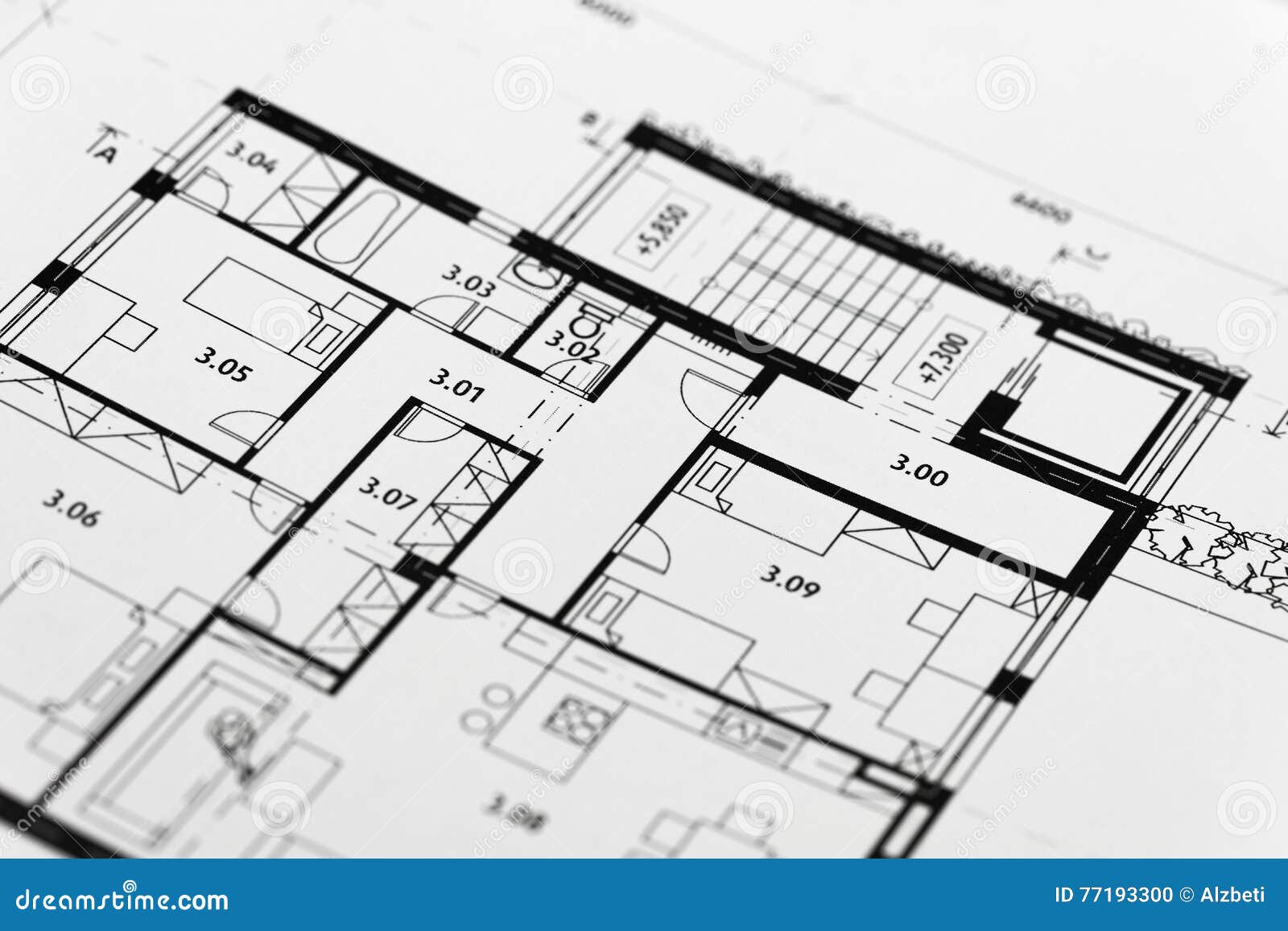 Focus on an Architectonic Plan Stock Photo - Image of planning ...