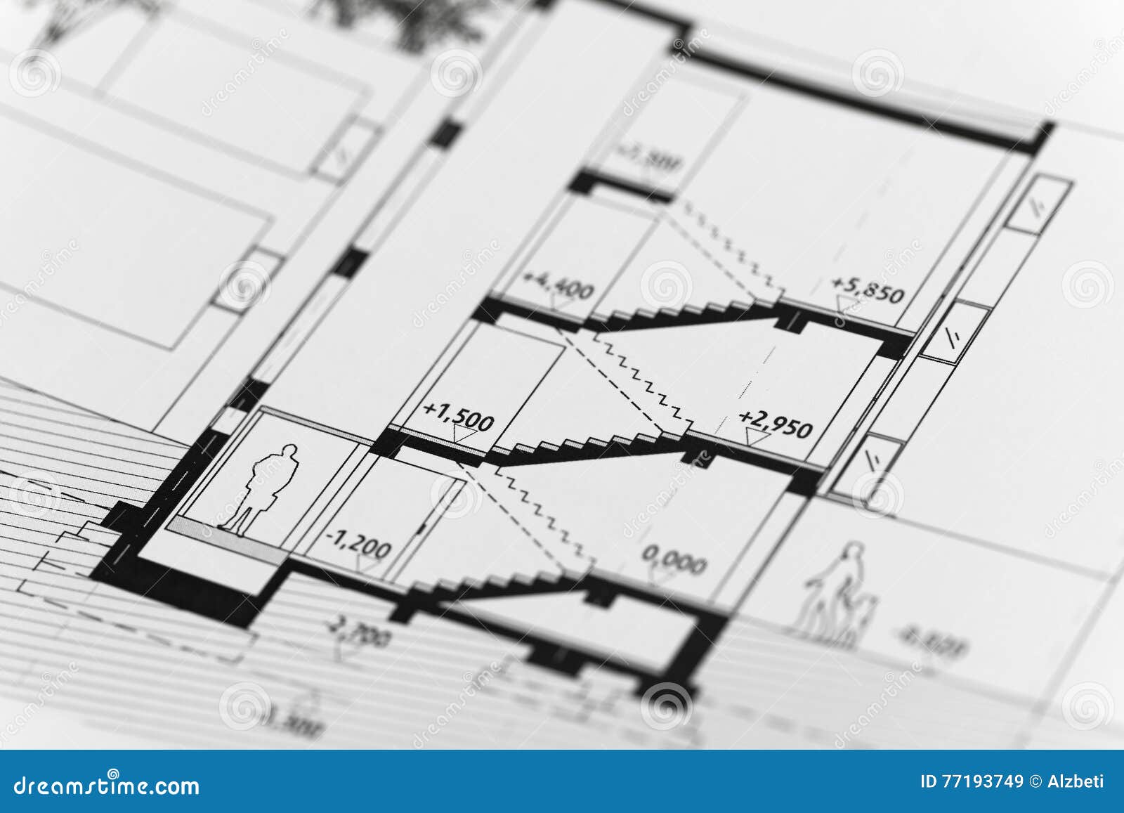 Focus on an Architectonic Plan Stock Image - Image of busy, lift: 77193749
