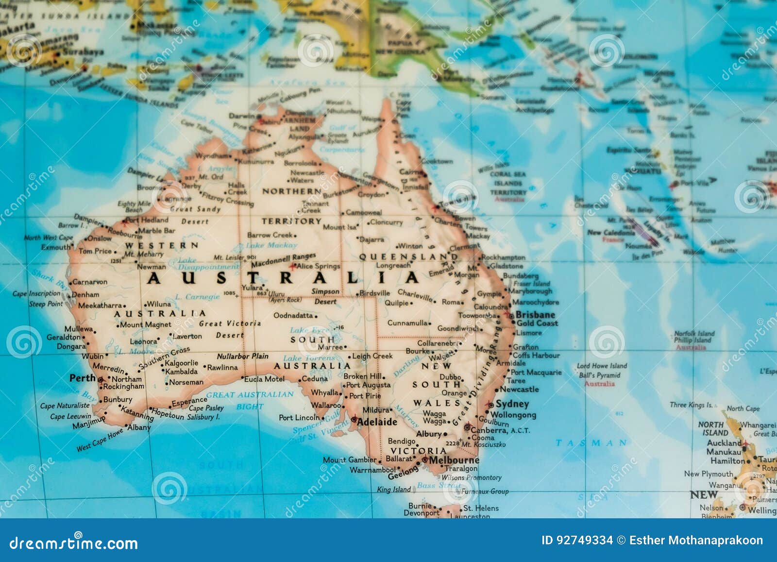 Focus on Australia on the World Map Stock Photo - Image of background ...