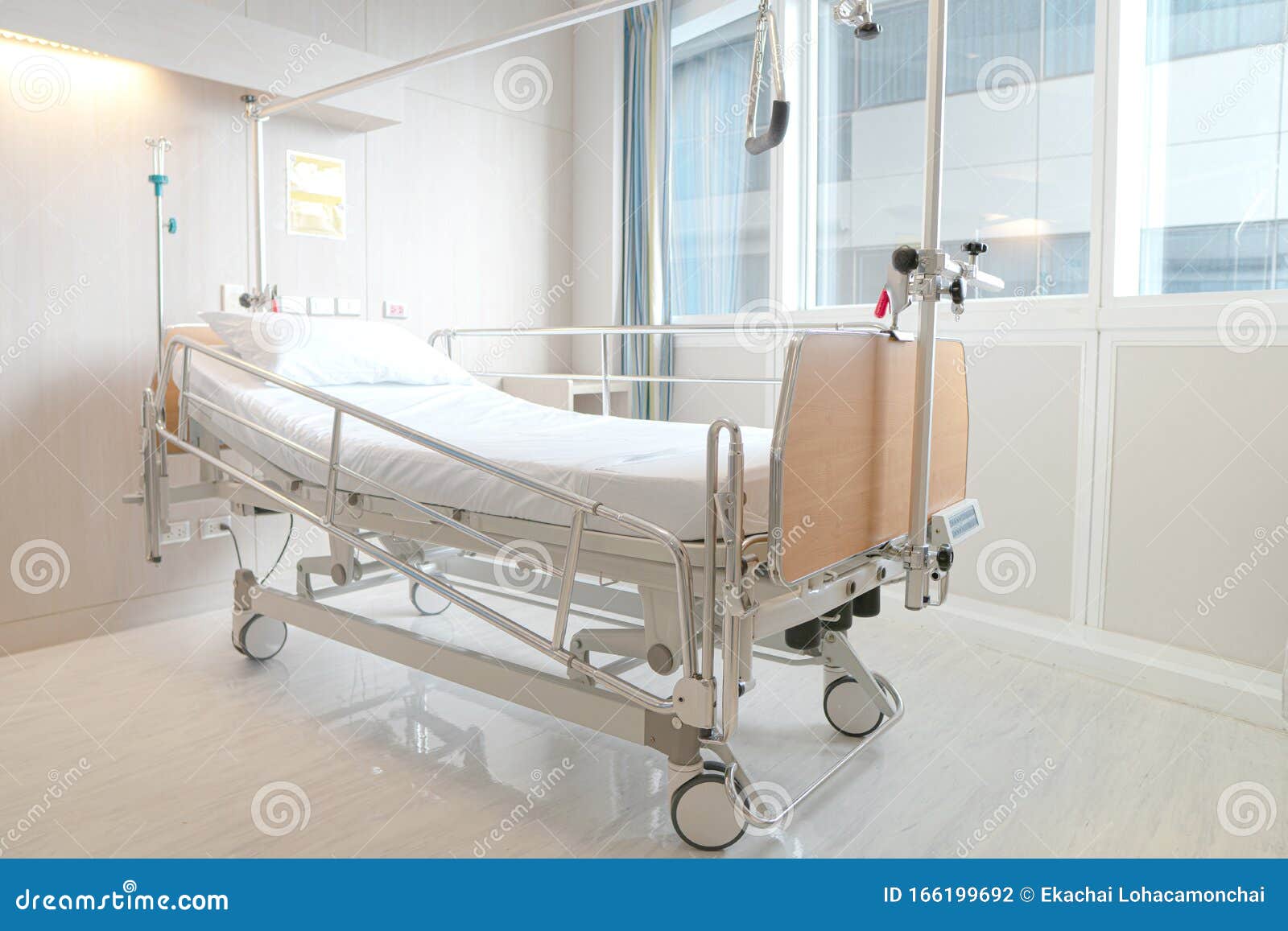 Focus Background of Electrical Adjustable Patient Bed in Hospital Room ...