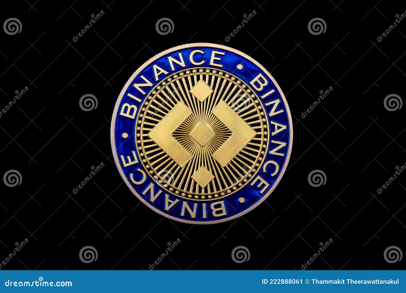 Focus of BNB Coin, Symbol Cryptocurrency on Black Background Isolate ...