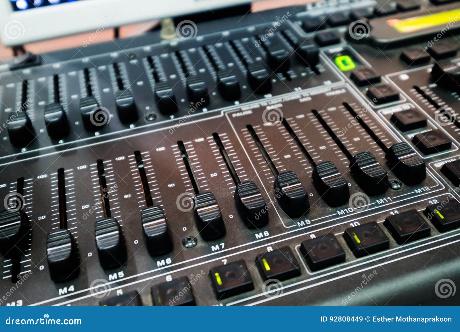 Focus on Black Media Switchboard Systems Stock Image - Image of desk ...