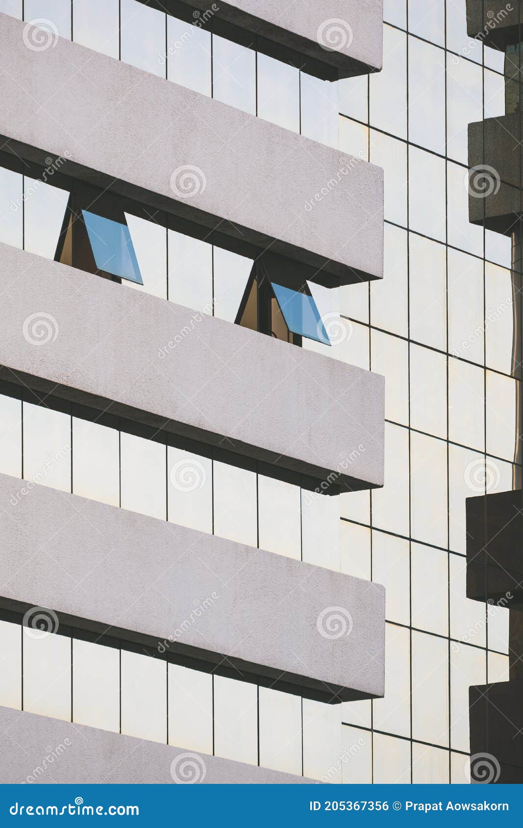 2 Blue Glass Windows that are Opening on Modern High Glass Office ...