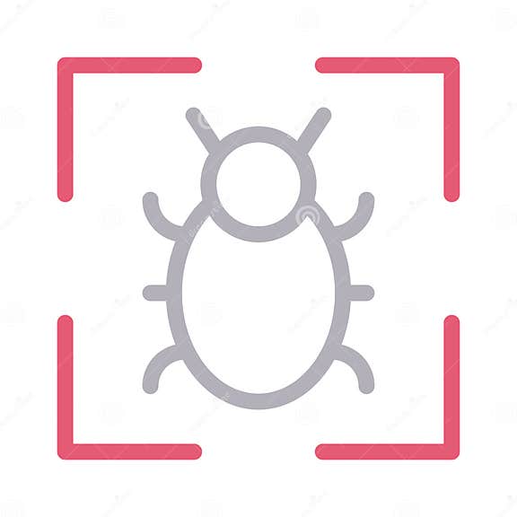 Focus Bug Thin Color Line Vector Icon Stock Illustration - Illustration ...