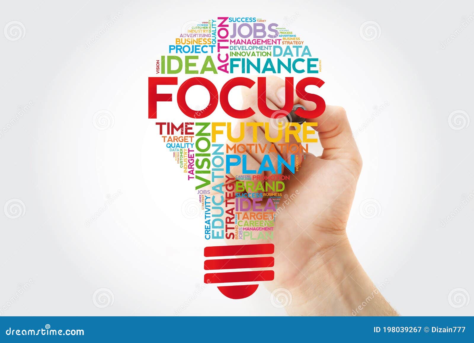 FOCUS Bulb Word Cloud with Marker, Business Concept Stock Image - Image ...