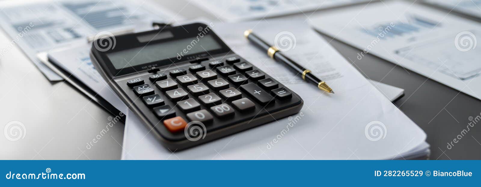 Focus Calculator Button with Blur Data Analysis Paper and Pen. Insight ...