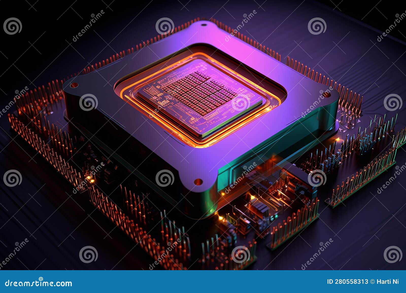 Focus on a Central Processing Unit Chip with Electronic System ...
