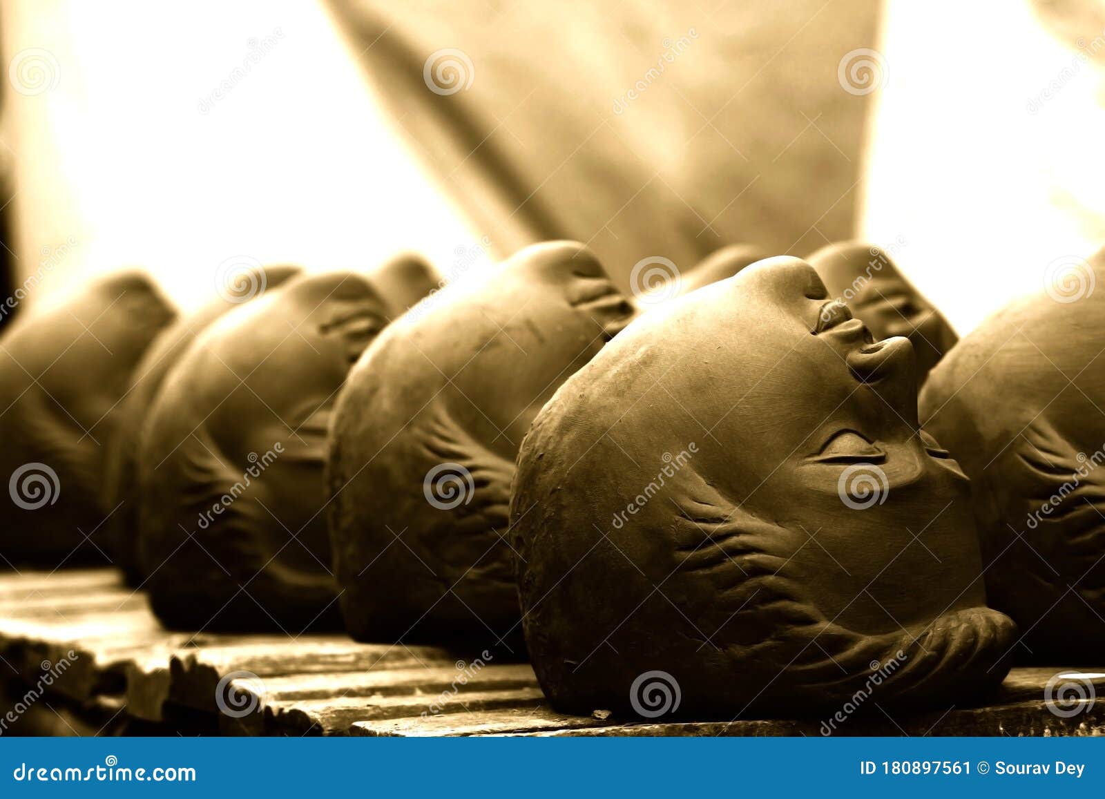 Focus on a clay face stock image. Image of goddess, history - 180897561