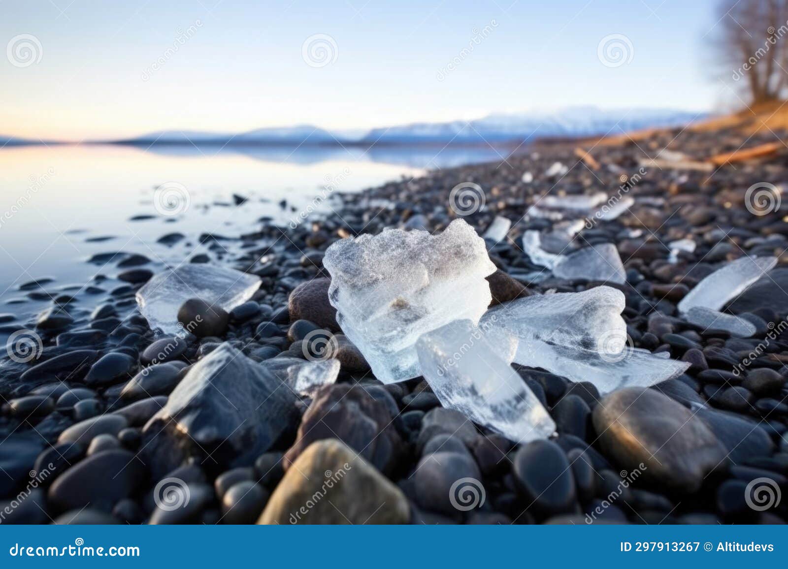 Focus on Clear Chunks of Ice at the Lakes Edge Stock Image - Image of ...
