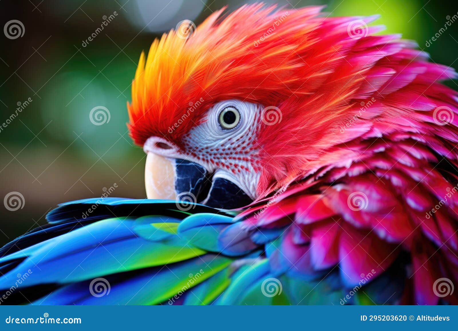 Focus on Colourful Feathers of a Tropical Bird Stock Illustration ...