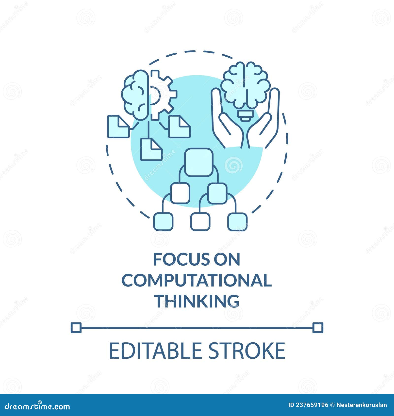 Focus On Computational Thinking Turquoise Concept Icon Stock Vector