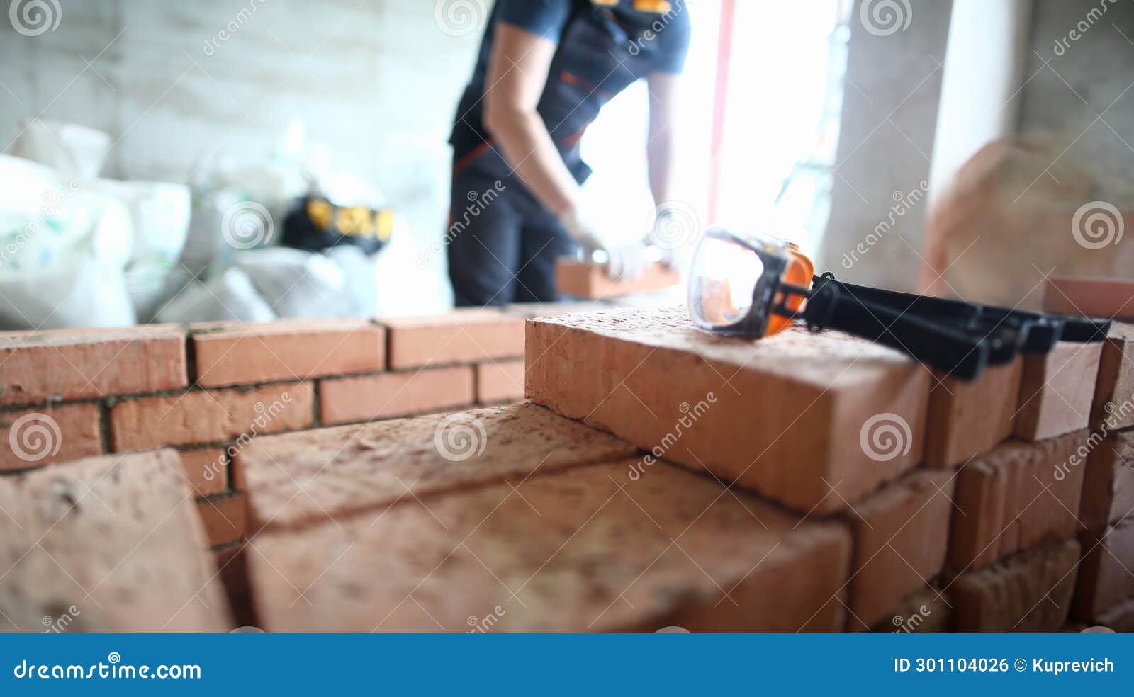 Skilled bricklayer working stock photo. Image of engineer - 301104026