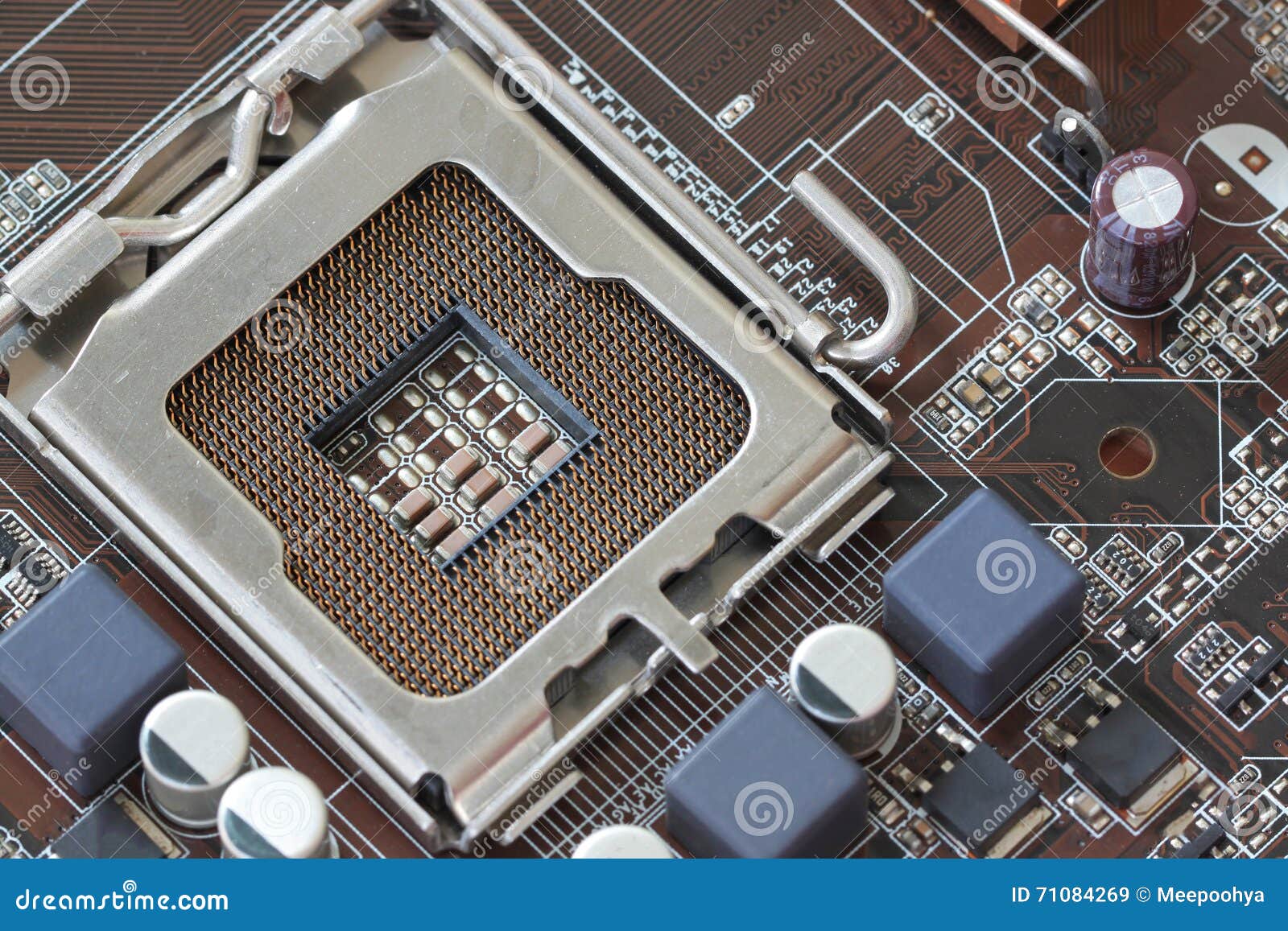 Focus CPU Socket on Motherboard of Computer. Stock Image - Image of ...