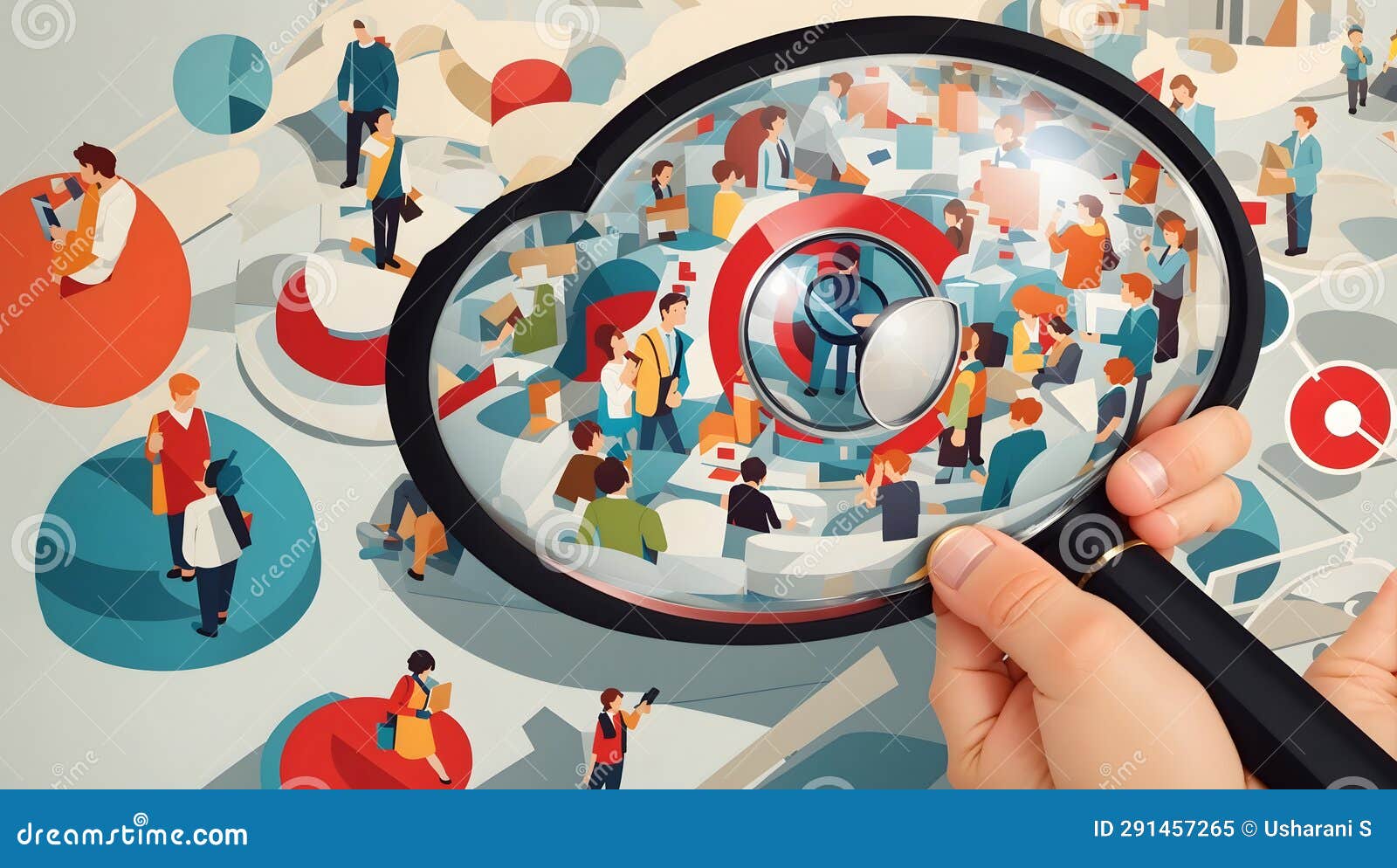Focus Customer Target Illustration Using Magnifier Glass. Image is ...