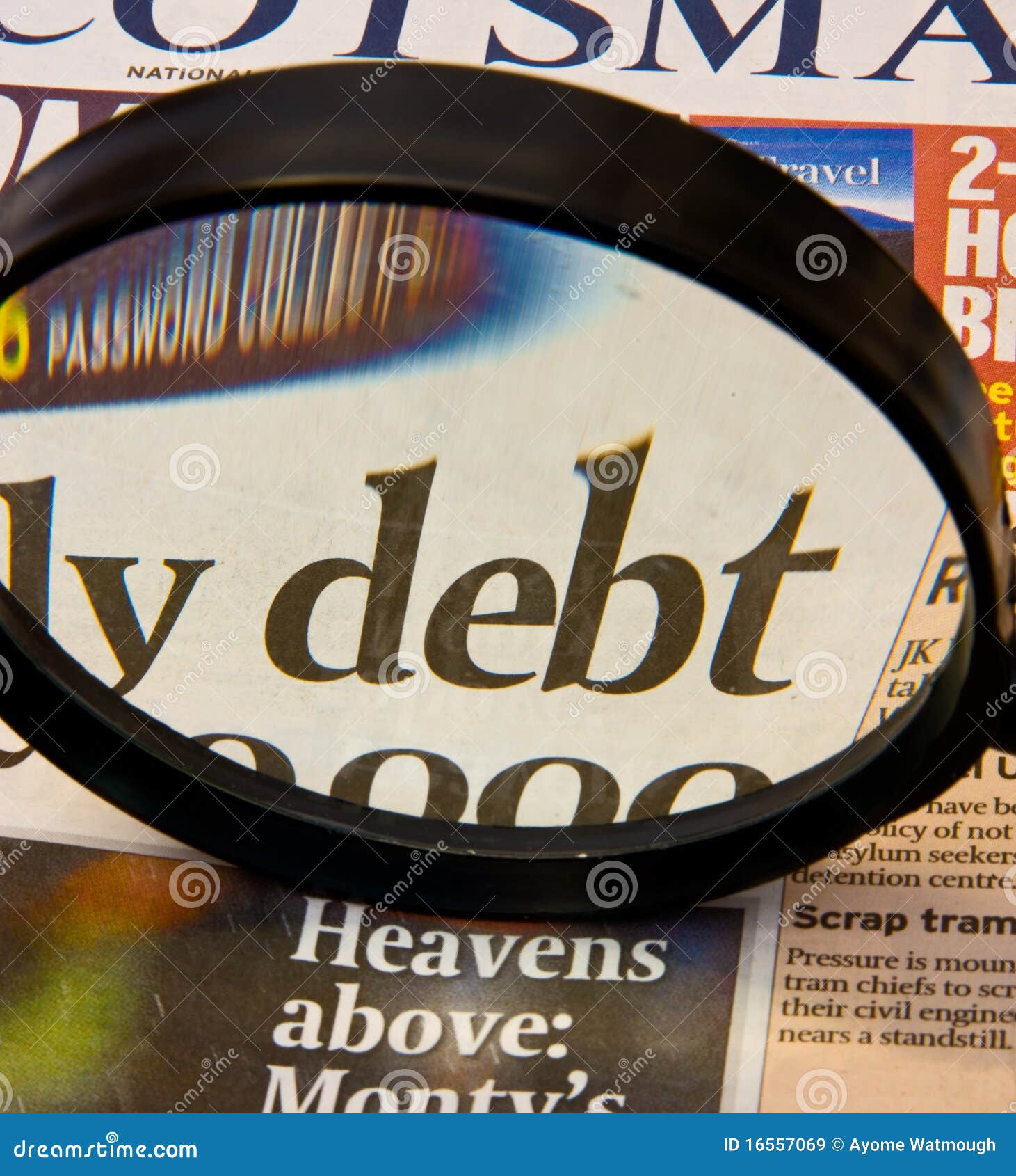 Focus on debt headline. stock image. Image of high, hire - 16557069