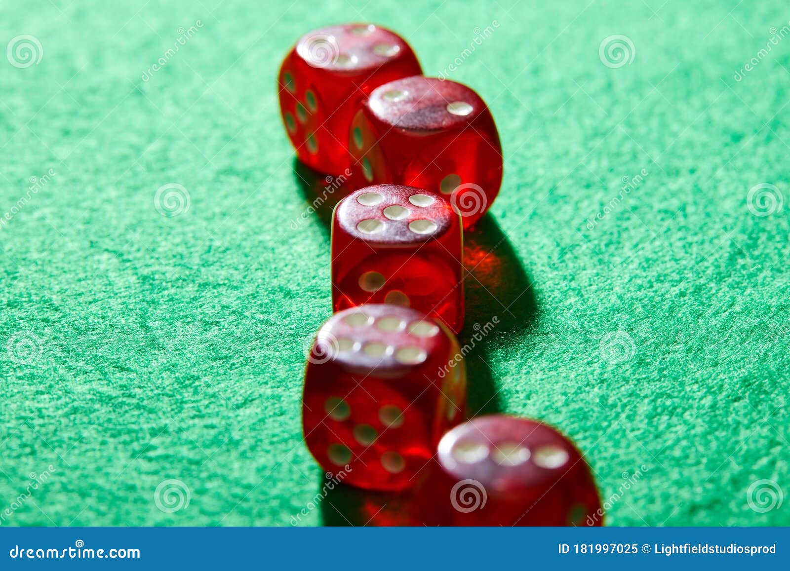 Focus of Dice on Green Background Stock Image - Image of poker, surface ...