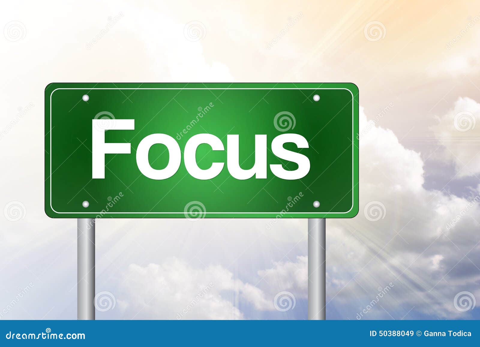Focus Green Road Sign stock illustration. Illustration of attention ...
