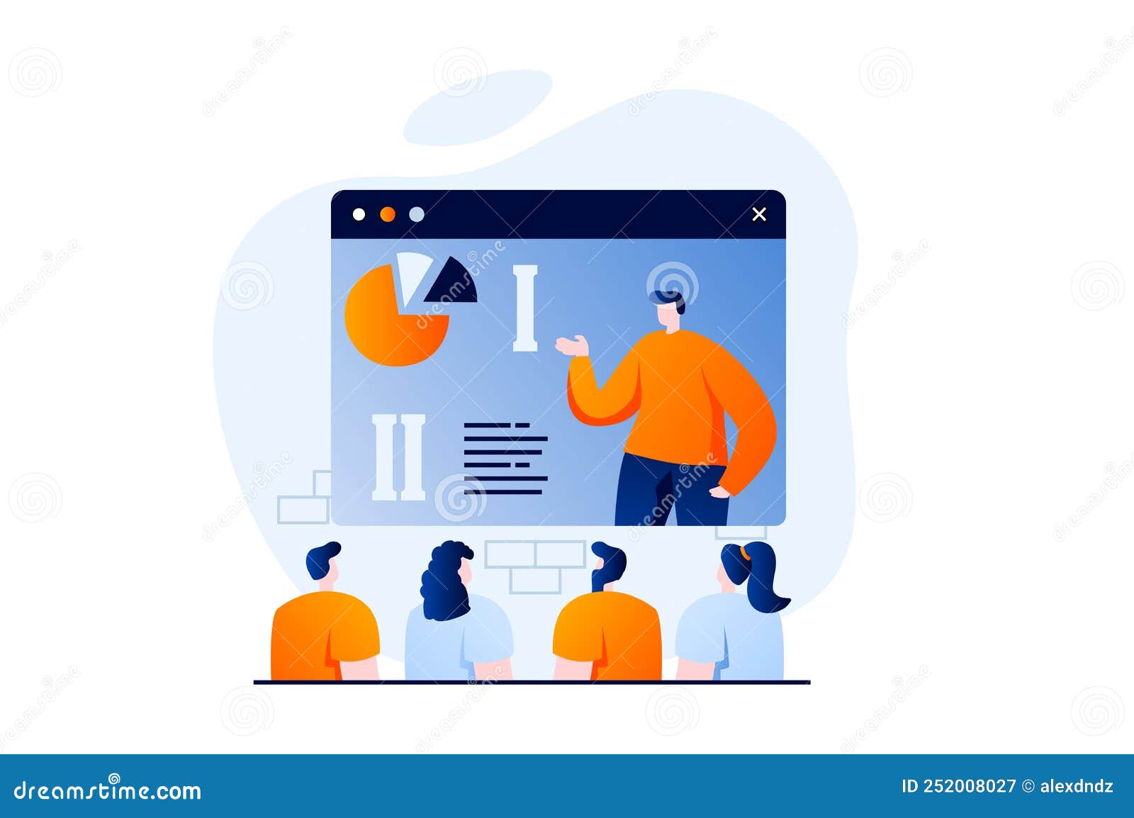 Focus Group Concept with People Scene in Flat Cartoon Design. Stock ...
