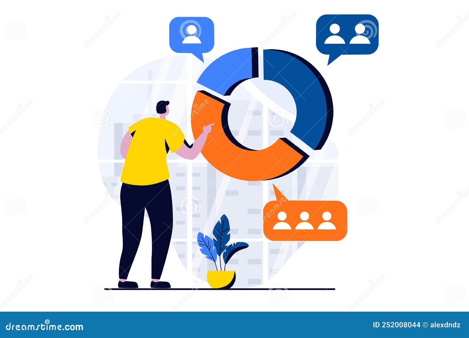 Focus Group Concept with People Scene in Flat Cartoon Design. Stock ...