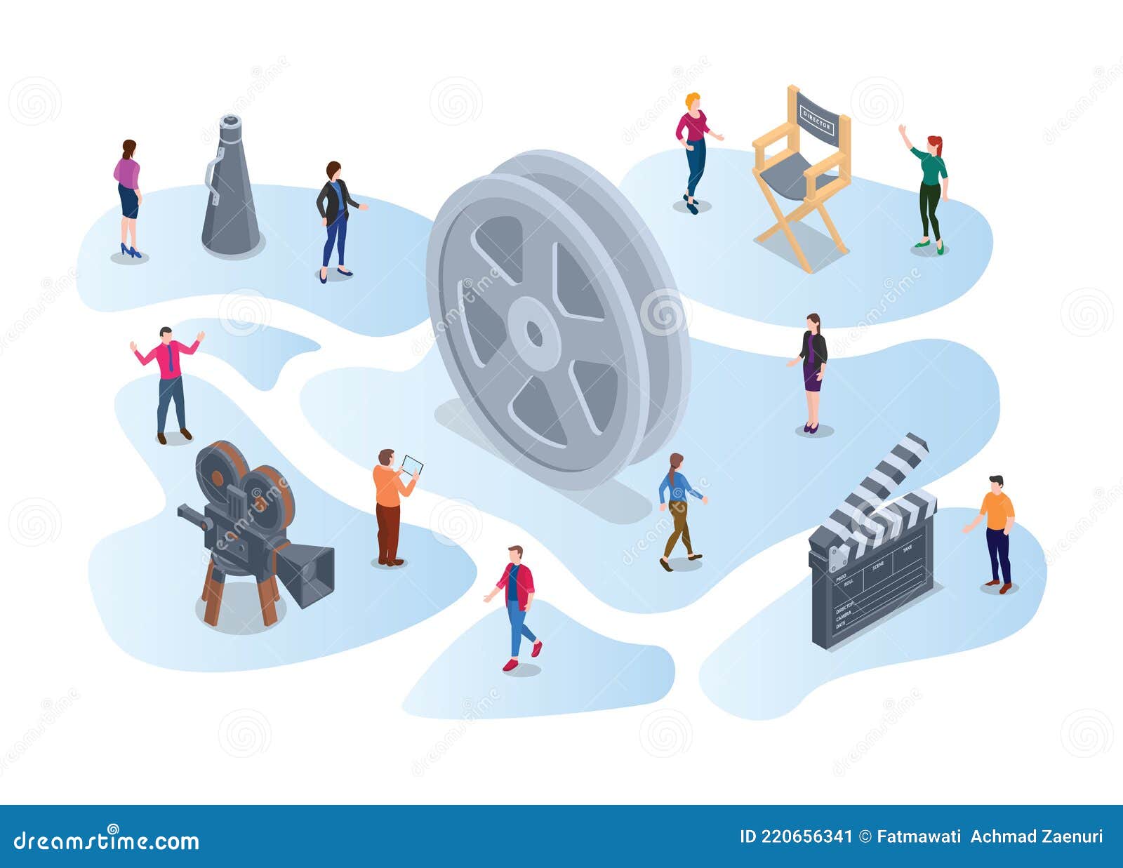 Focus Group Discussion for Movie with Modern Flat Isometric Style Stock ...