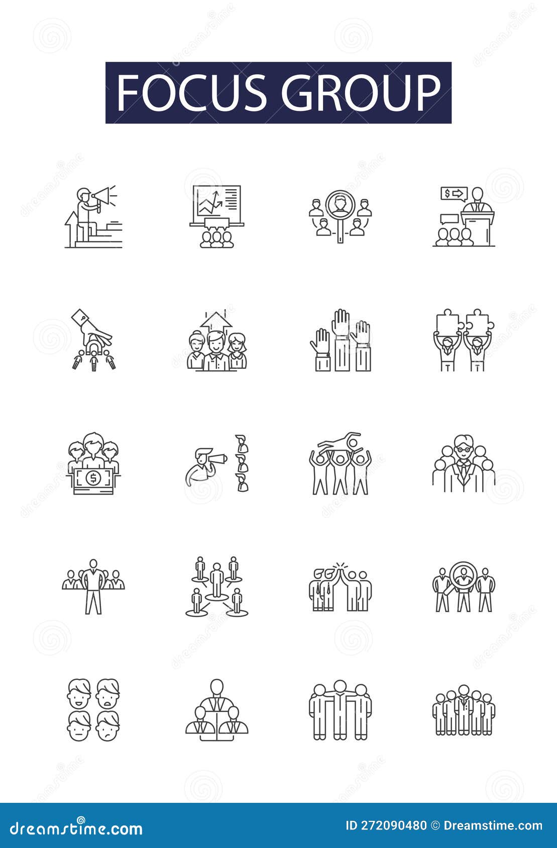 Focus Group Line Vector Icons and Signs. Group, Interviews, Surveys ...