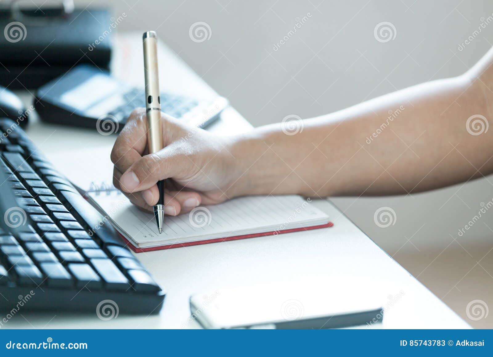 Focus of Hand Modern Women Take Notes on Table Stock Image - Image of ...