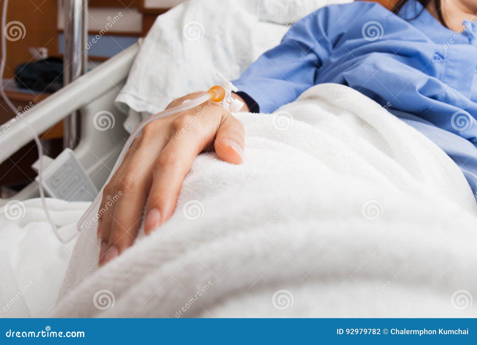 Focus on the Hand of a Patient in Hospital Ward Stock Photo - Image of ...
