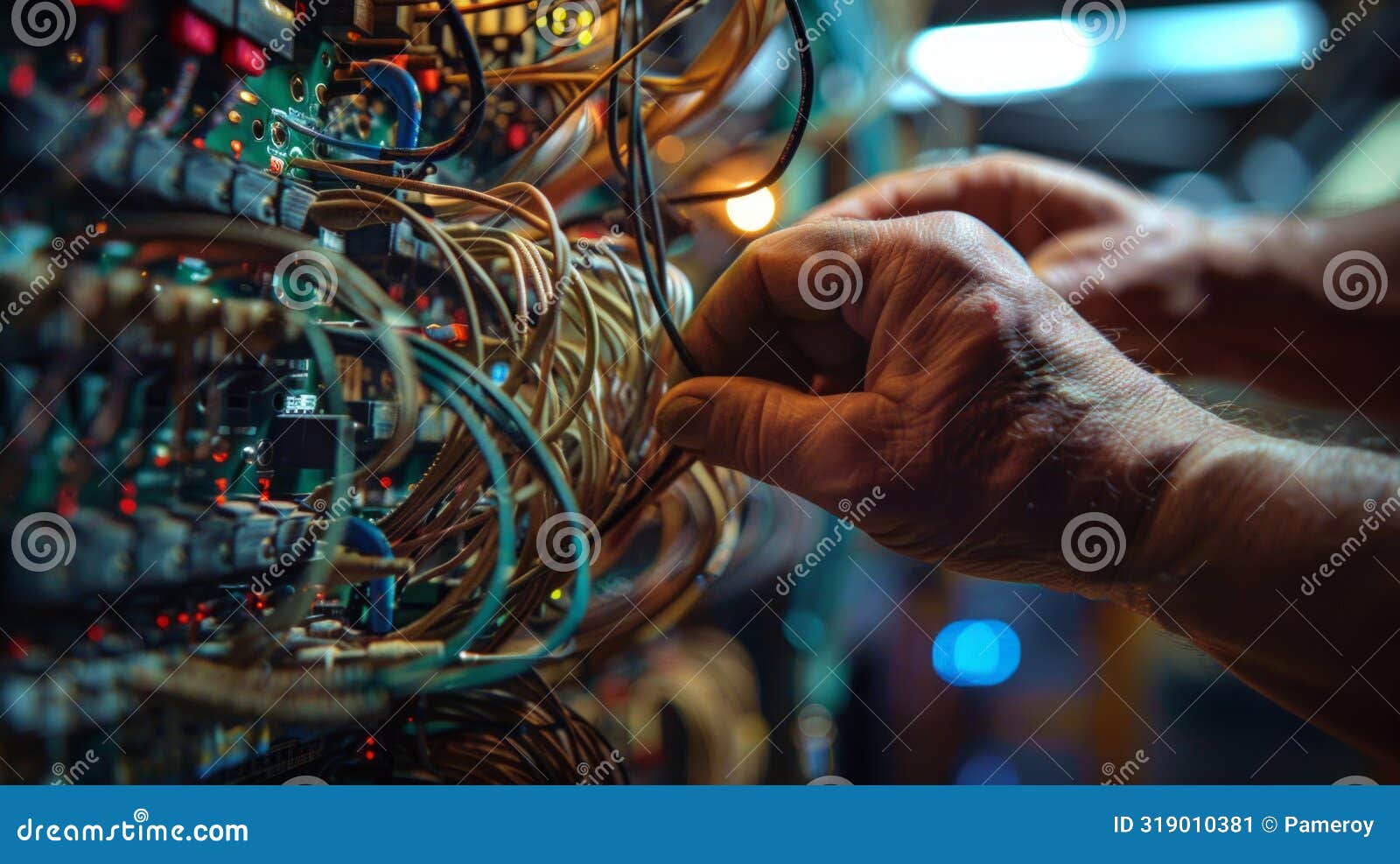 Focus on Hands Wiring a Complex Electrical System Stock Illustration ...