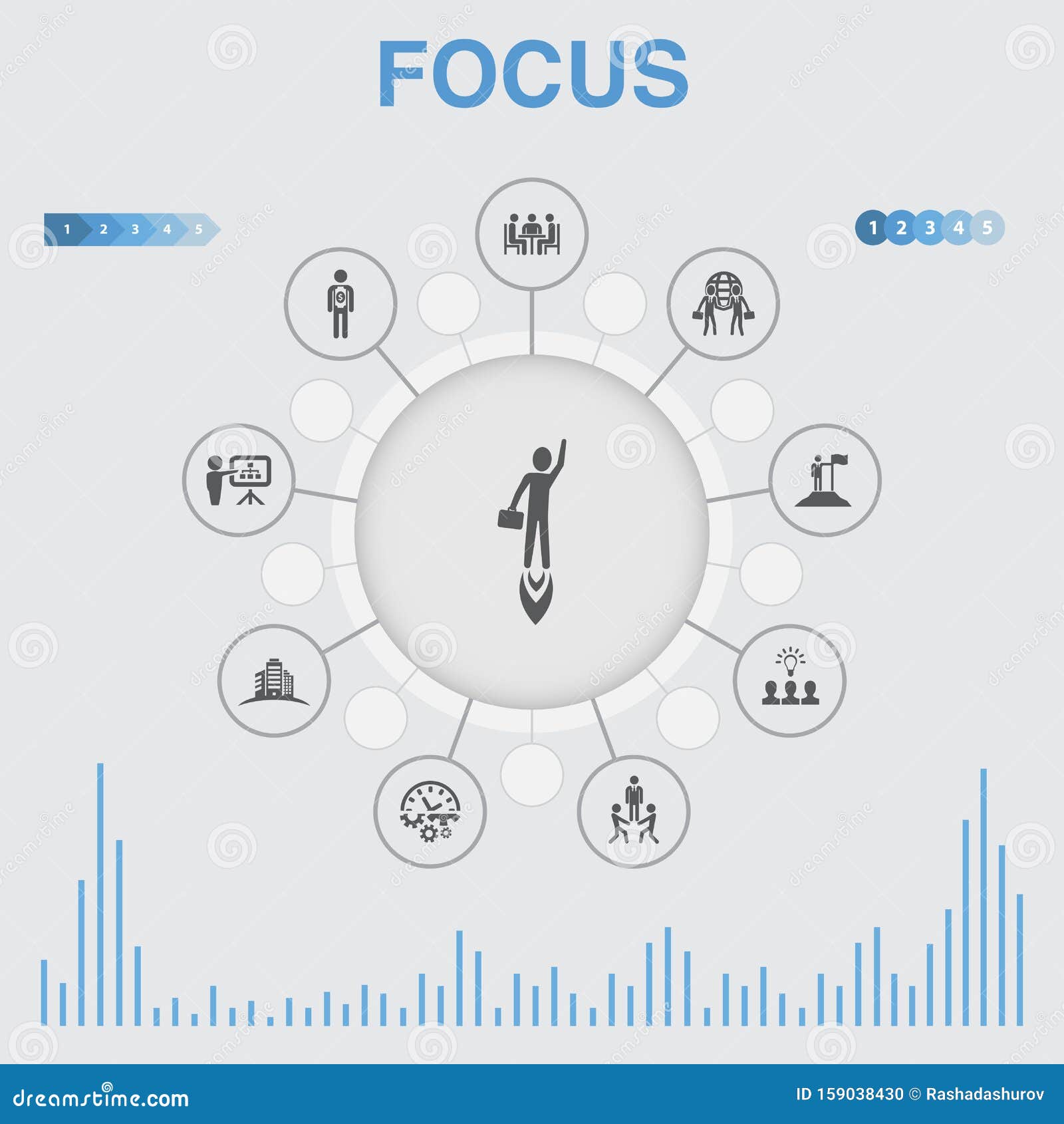 Focus Infographic with Icons. Contains Stock Vector - Illustration of ...