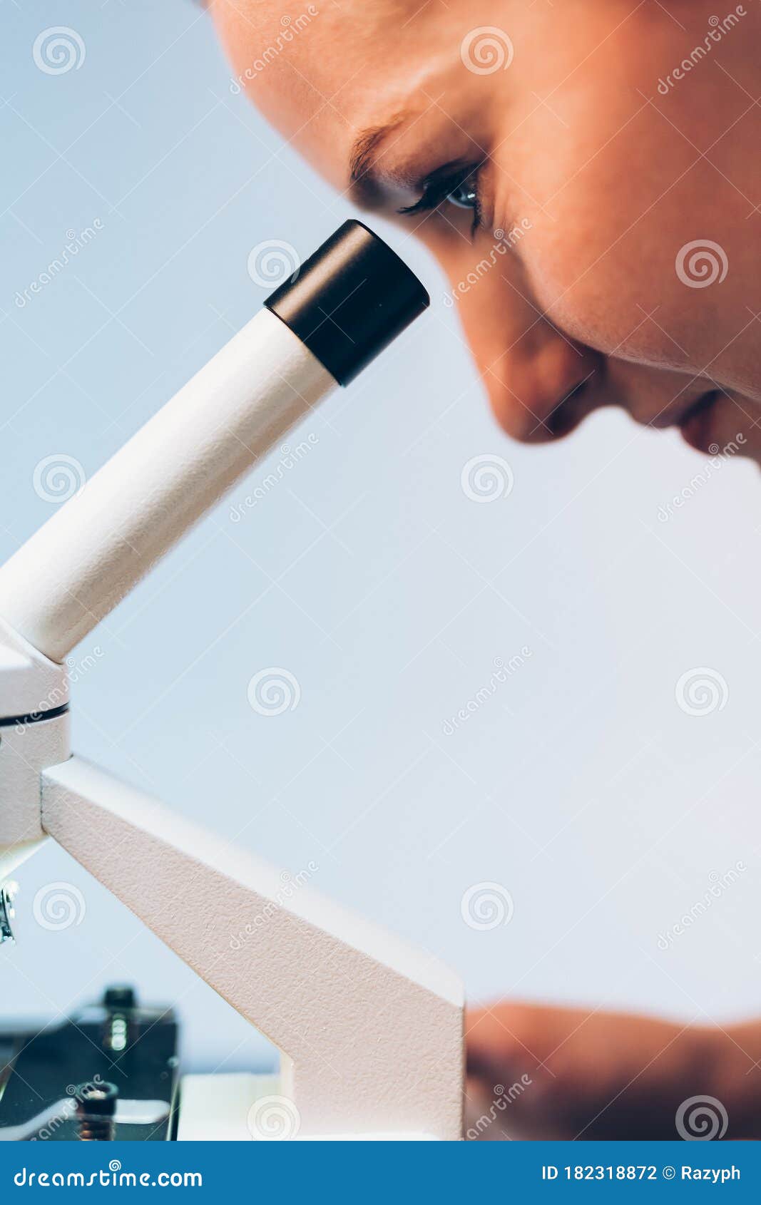 Focus through Microscope - on White Stock Photo - Image of education ...