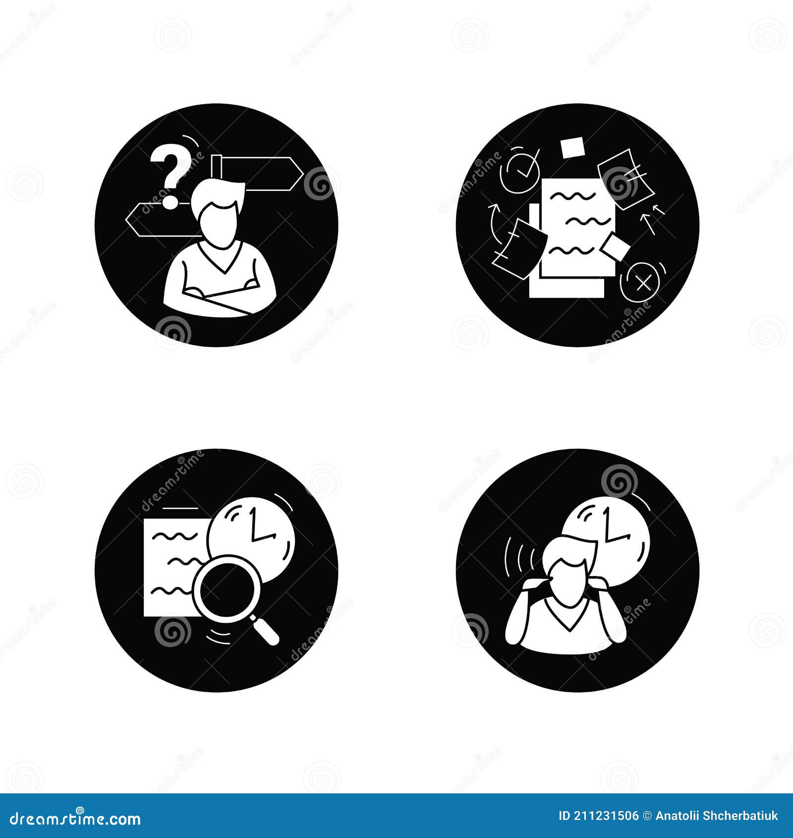 Focus mind flat icons set stock vector. Illustration of plan - 211231506