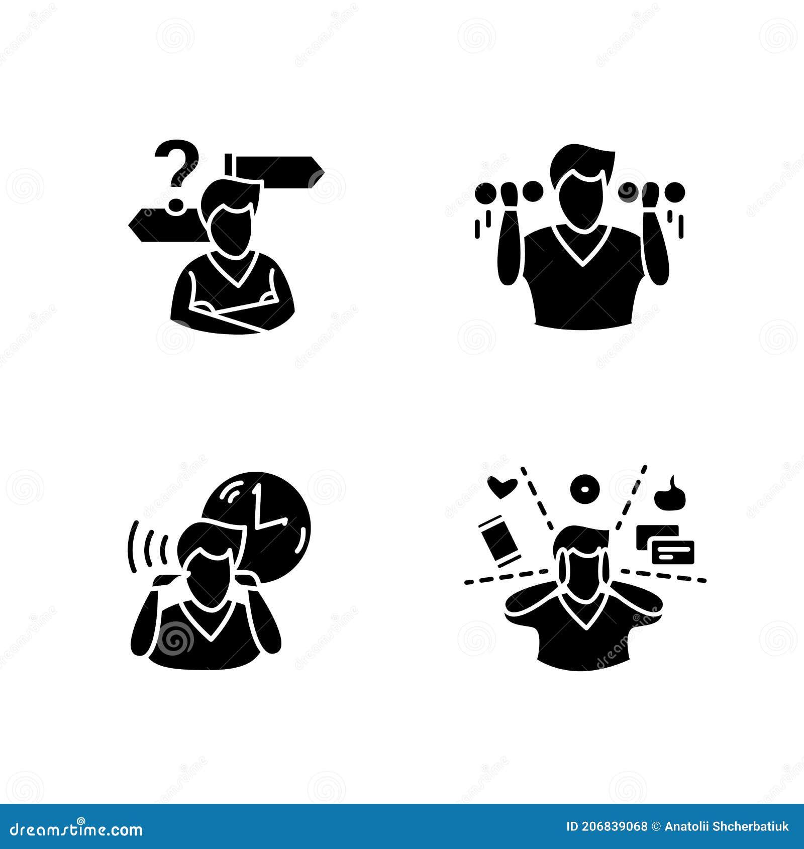 Focus mind glyph icons set stock illustration. Illustration of target ...