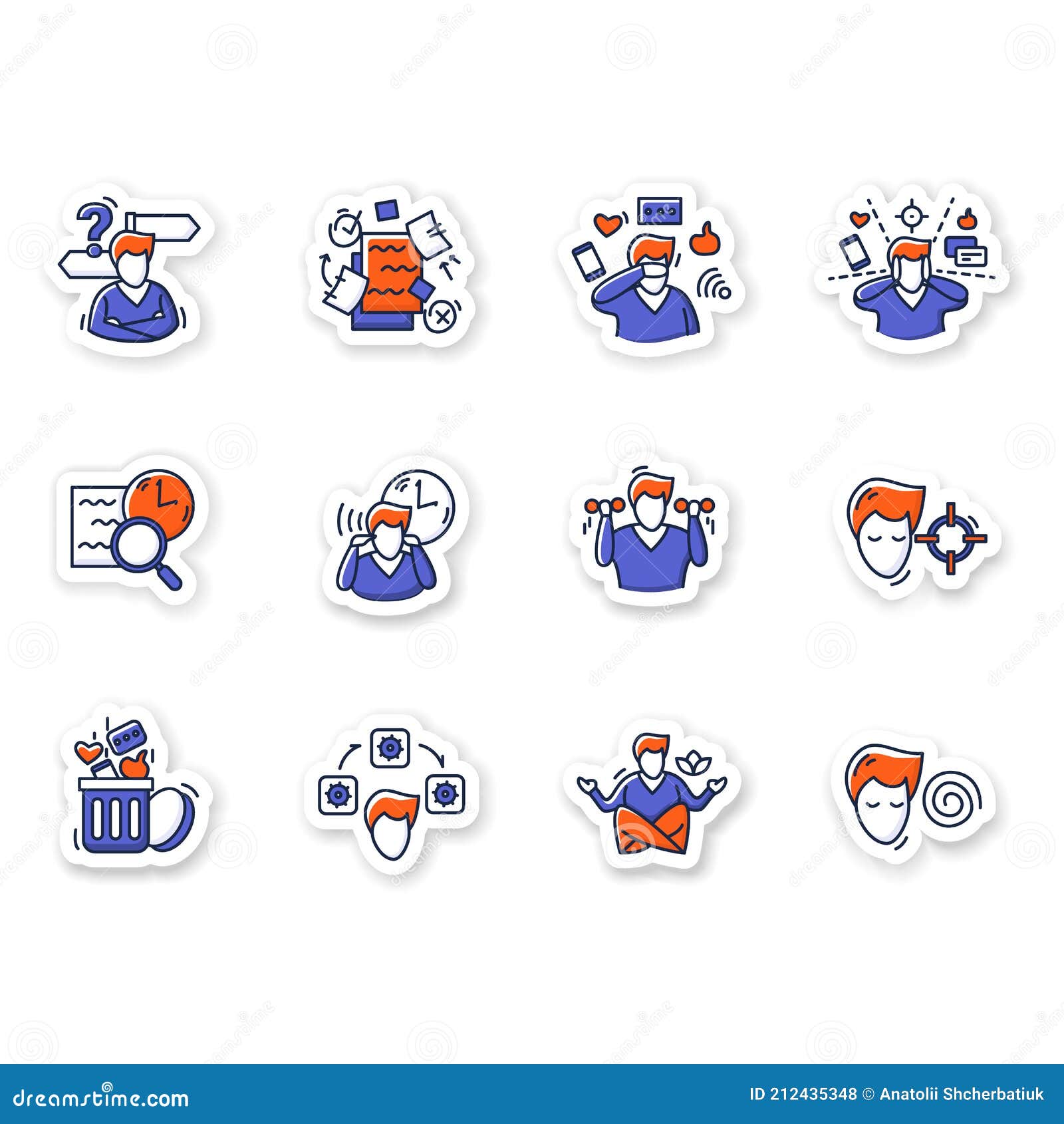 Focus mind stickers stock vector. Illustration of target - 212435348