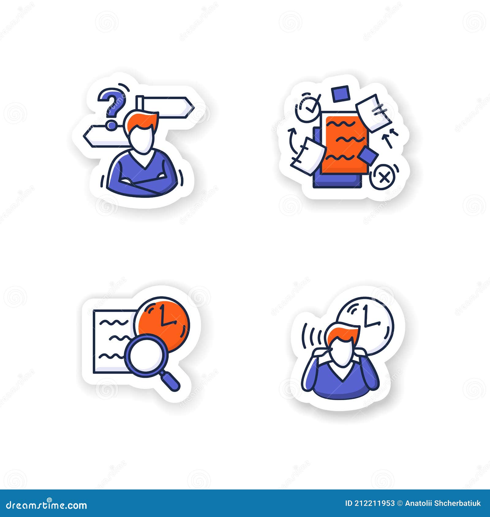 Focus mind stickers stock vector. Illustration of distraction - 212211953