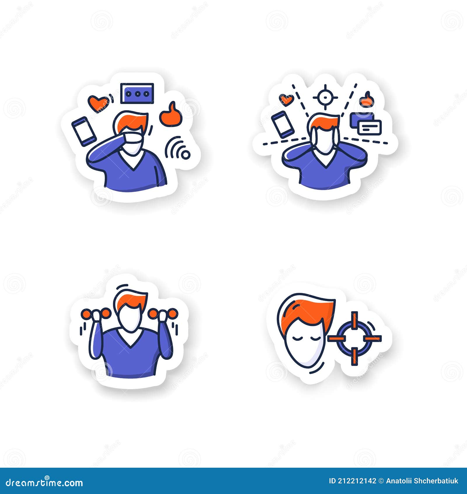 Focus mind stickers stock vector. Illustration of attention - 212212142