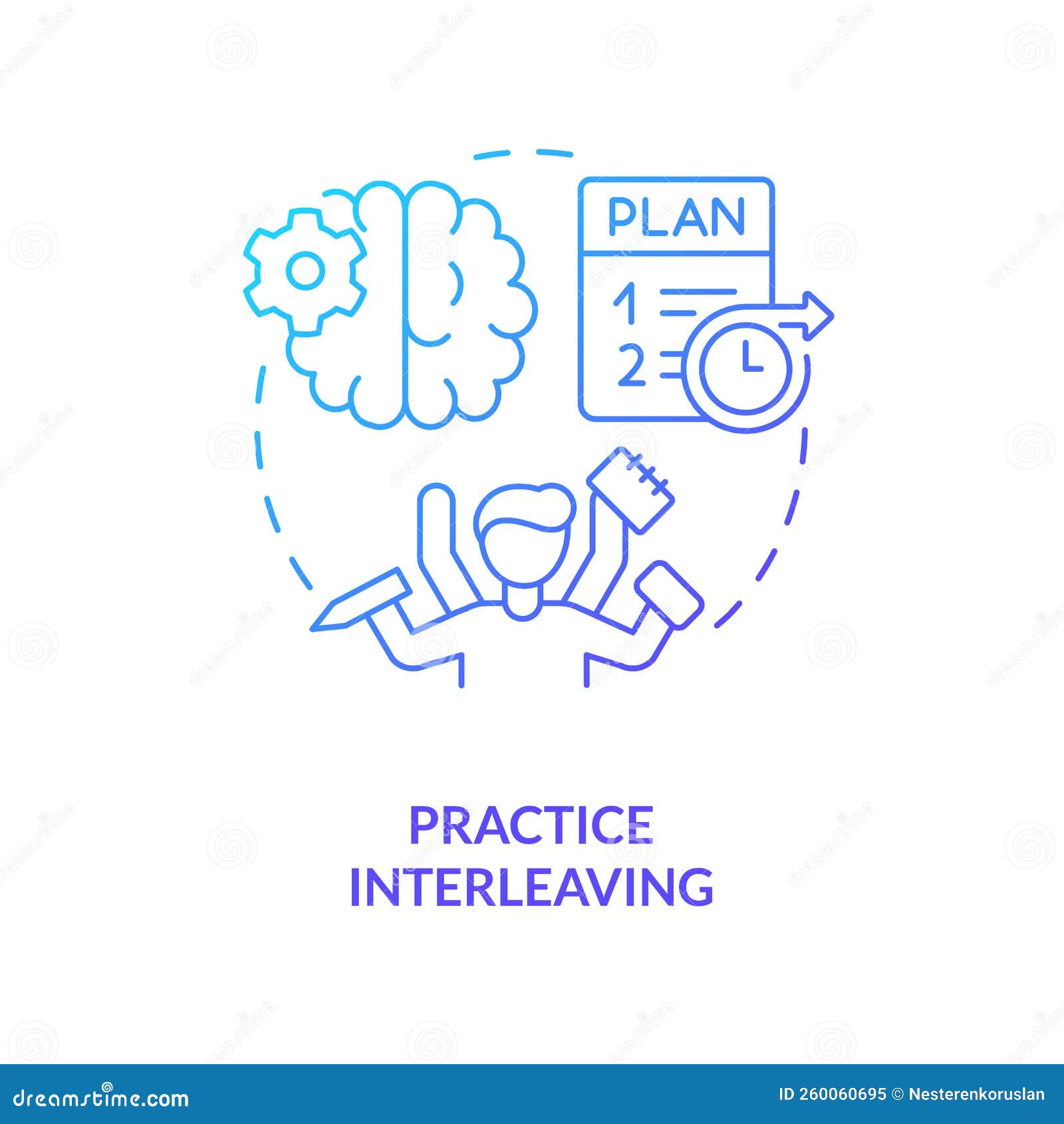 Focus on Multitasking Learning Blue Gradient Concept Icon Stock Vector ...