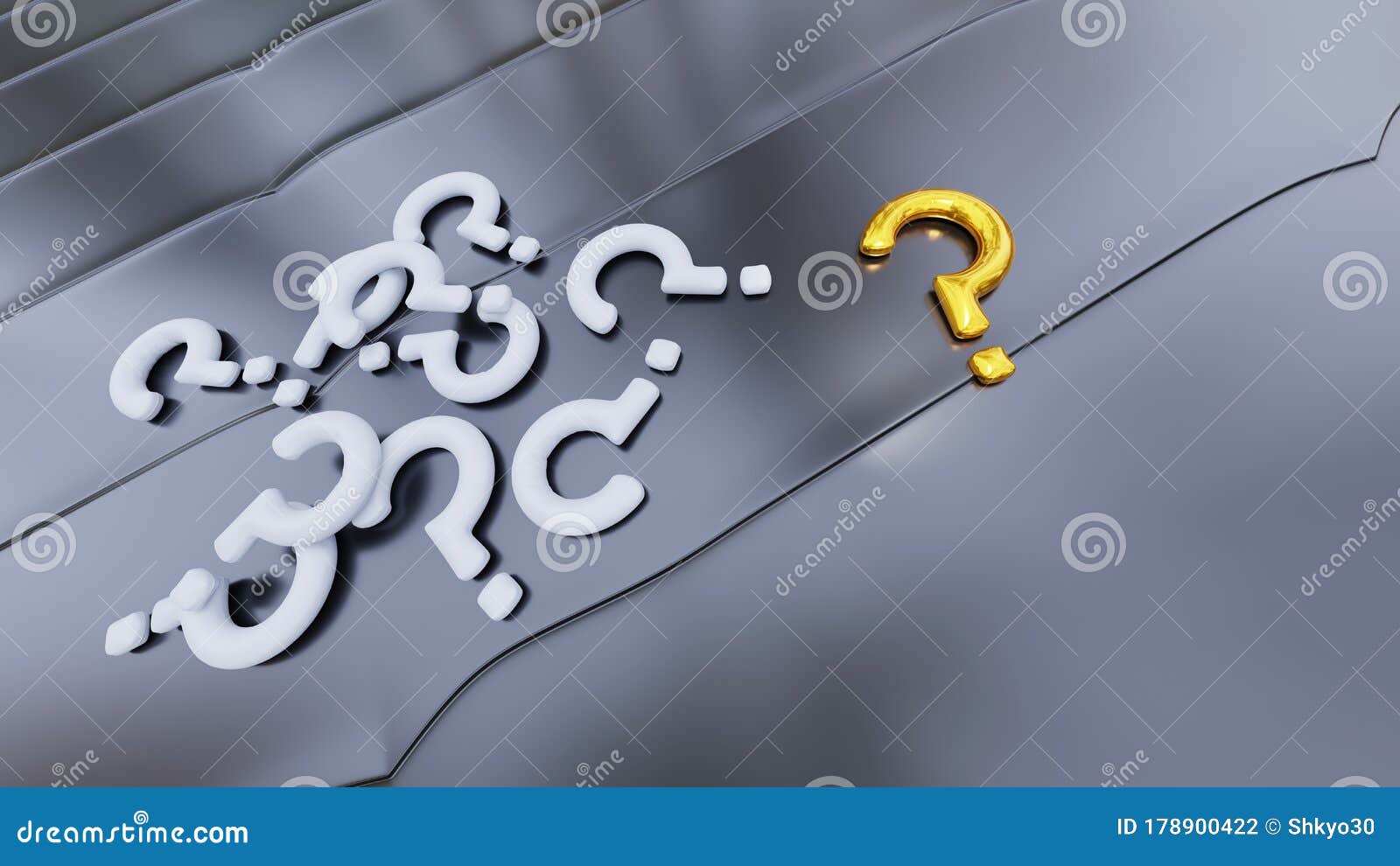 Focus on One Big Gold Question Mark and Some White Question Mark Put on ...